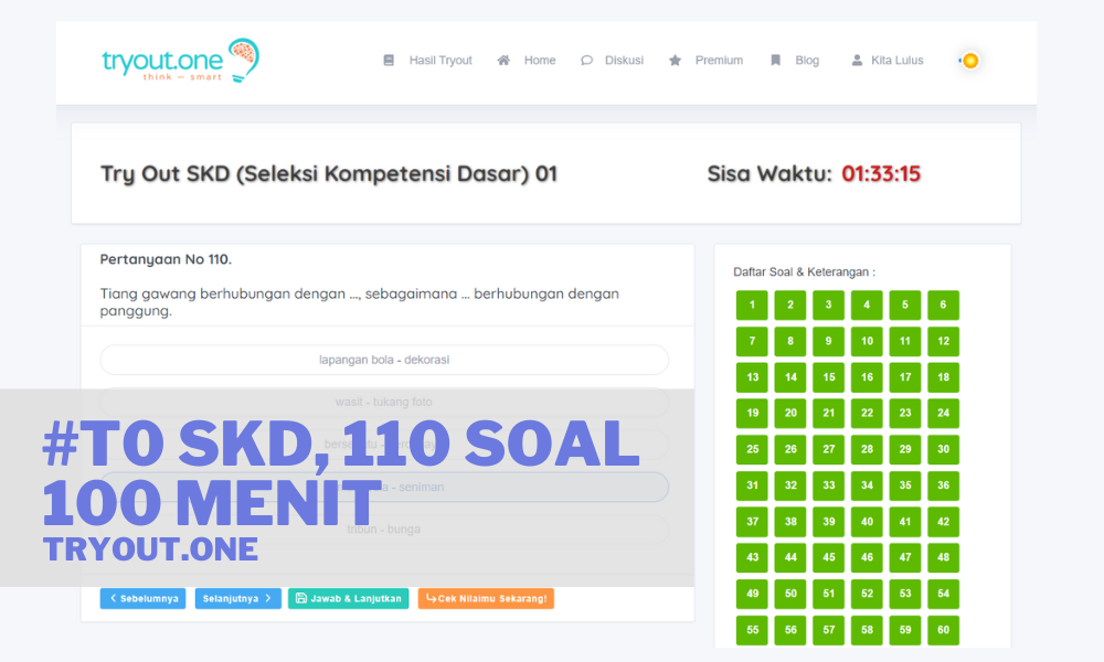 Tryout Online - Try Out SKD (Seleksi Kompetensi Dasar) 01